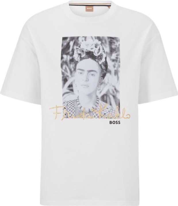 HUGO BOSS Relaxed-fit cotton T-shirt with Frida Kahlo graphic - ShopStyle