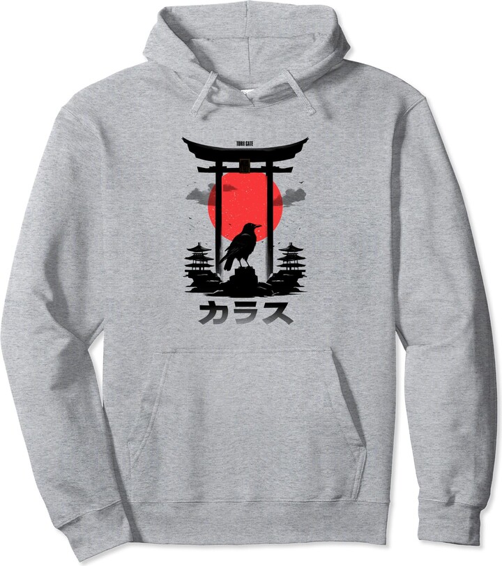 Streetwear Harajuku Collection [Otaizart] Japanese Aesthetic Red Rising Sun Raven Torii Gate ...