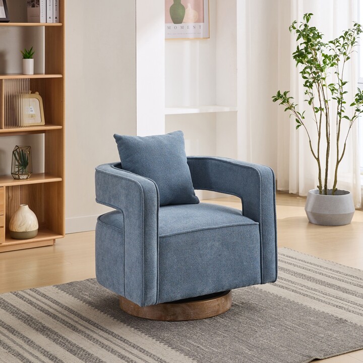 Simplie Fun Modern Comfy Accent Chair with Swivel Base and Open Back ...
