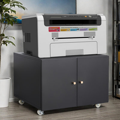 Ebern Designs Mobile Office Copier Cabinet With 2 Doors Steel Printer ...