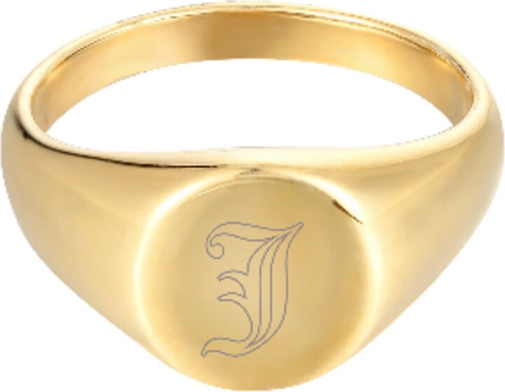 SEOL + GOLD - 22Ct Gold Vermeil Old English Engraved Initial Rounded ...