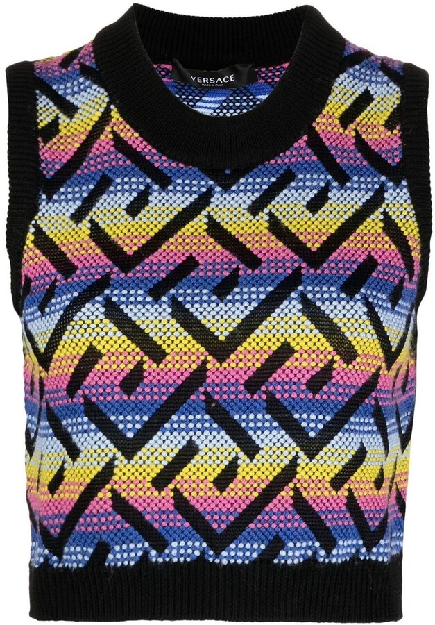 Versace Greca-knitted top - ShopStyle