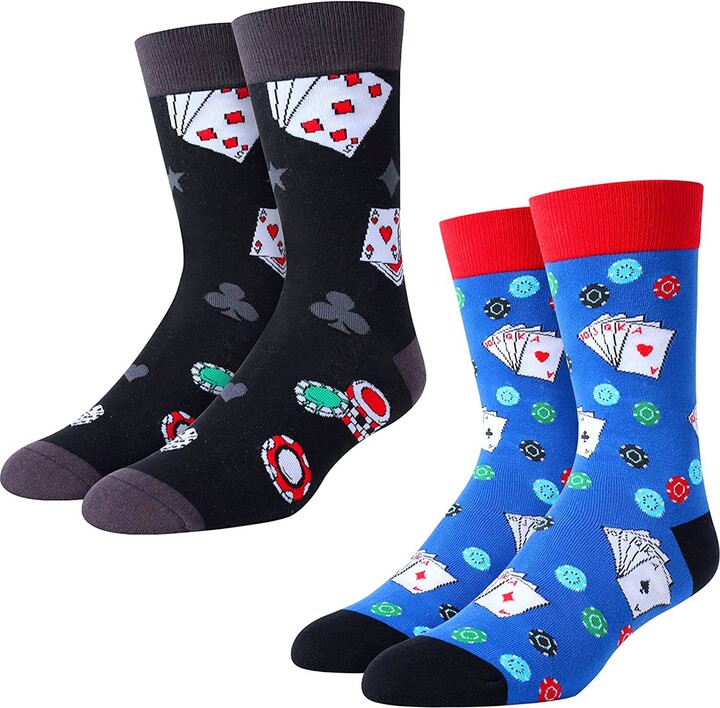 HAPPYPOP Men's Funny Poker Taco Math Chemistry Cat Socks 2 Pack - ShopStyle