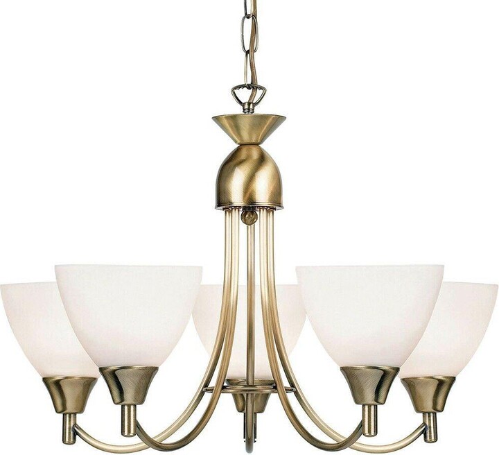 Loops Hanging Ceiling Pendant Light ANTIQUE BRASS 5x Shade Lamp Bulb ...