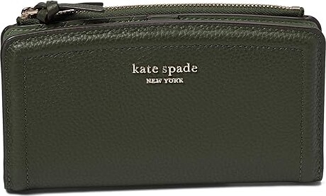 Kate Spade Knott Pebbled Leather Zip Slim Wallet (Bonsai Tree) Handbags ...