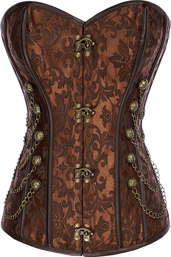 SCARLET DARKNESS Steel Boned Goth Bustier Corset with Chains Women ...