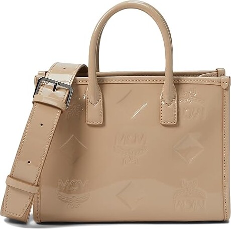 MCM Munchen Emblem Maxi Monogrammed Leather Tote (Irish Cream) Handbags ...