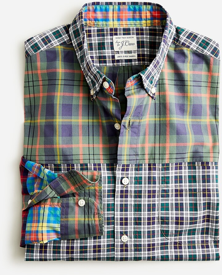 J.Crew Slim Untucked Secret Wash cotton poplin shirt in patchwork - ShopStyle