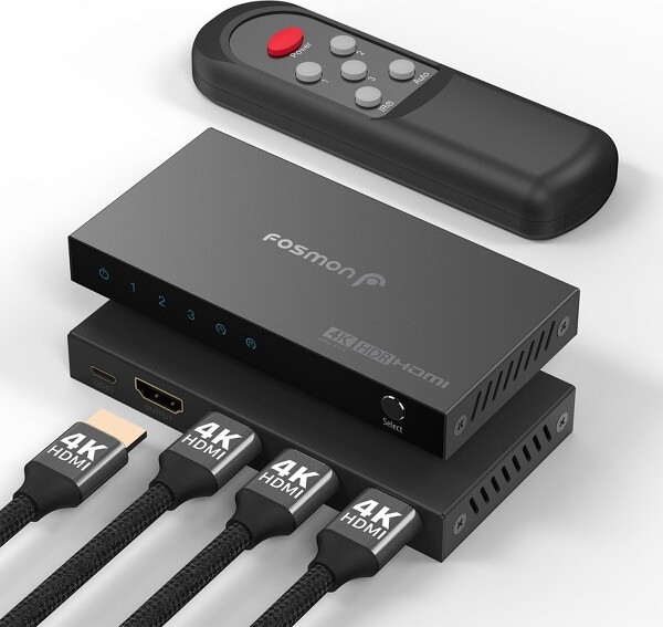Fosmon 3-Port 4K HDMI 2.0 Switch with Remote Control, HDCP 2.2 Auto ...