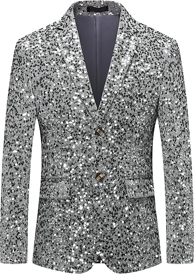 Cokbyavla Men's Shiny Suit Jacket Festive Coat - ShopStyle