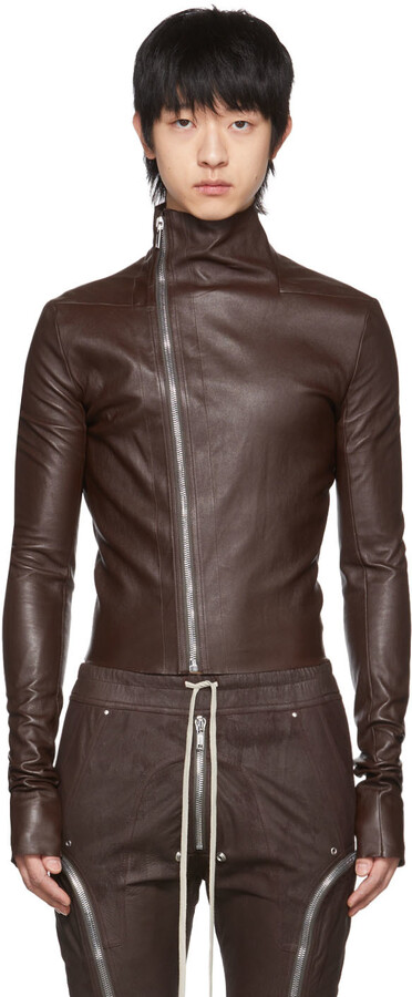 Rick Owens Burgundy Gary Leather Jacket - ShopStyle