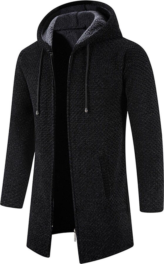 TDEOK Men's Long: Winter Coat Men's Slim Fit Casual Trench Coat Plain ...