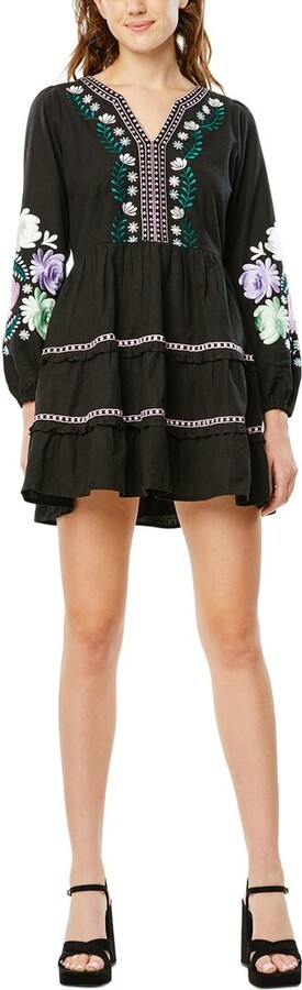 Roller Rabbit Lucena Embroidered Naema Linen-Blend Mini Dress - ShopStyle