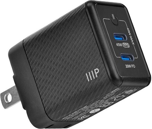 Monoprice Compact 2‑Port 45W PD3.0 GaN Charger with Dual Fast‑Charging ...