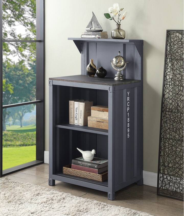 TOSWIN Industrial Style Cargo Reception Desk with Metal Base & Wooden ...