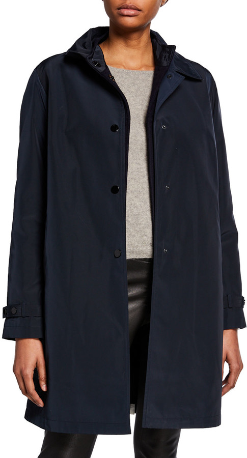 Jane Post Double Layer Snap-Front Rain Coat - ShopStyle