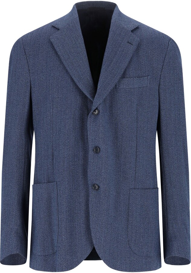 DE PETRILLO Suit Jacket Slate Blue - ShopStyle