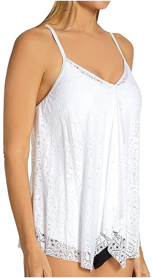 Beach House Ruffle Crochet Layer Underwire Tankini Top Ruffled Bikini ...