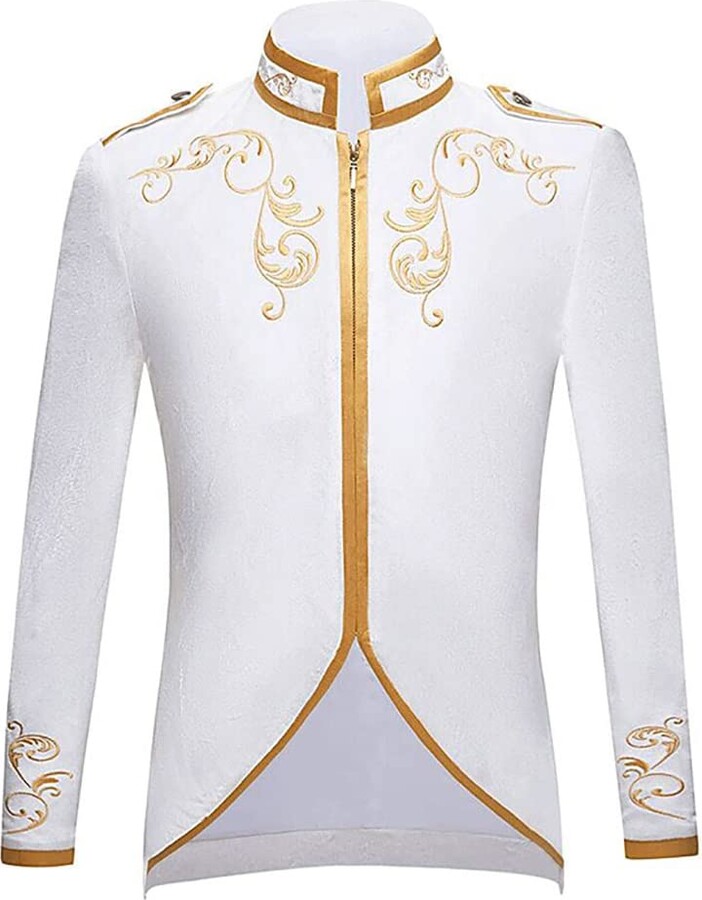 FYMNSI Mens Prince Charming Costume Jacket Palace Court Uniform Gold ...