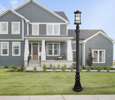 Solus 6ft. Surface Mount Lamp Post with Decorative Cross Arm ...