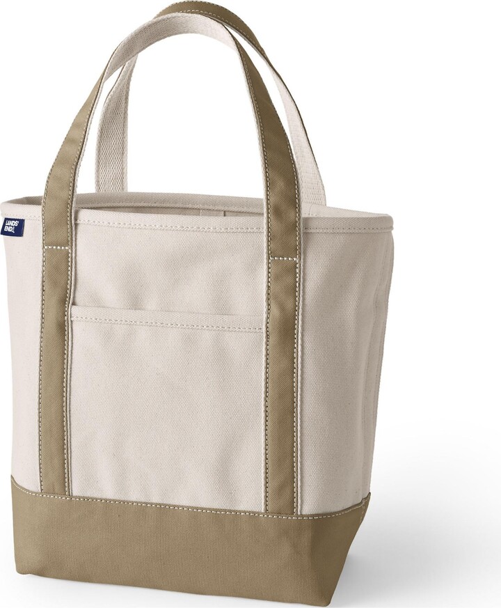Lands' End Medium Natural 5 Pocket Open Top Canvas Tote Bag - Natural ...