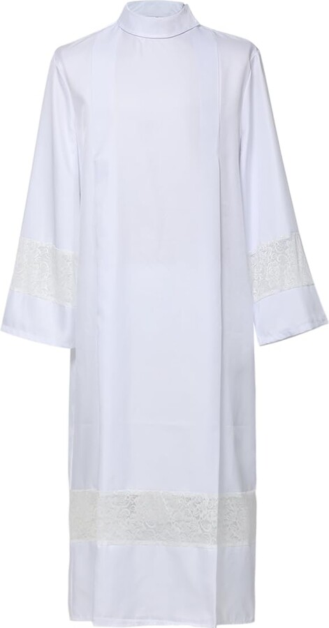 CAMDOM ALB Long Robe Catholic Adults Lace Pleated Long Robes Vestment ...
