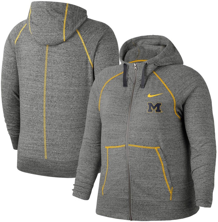 Nike Women's Heathered Gray Michigan Wolverines Plus Size Gym Vintage ...