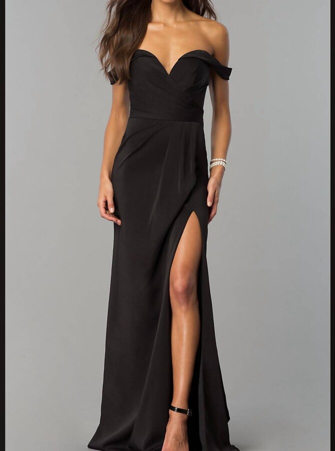 Faviana Off The Shoulder Evening Gown in Black - ShopStyle