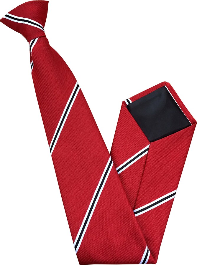 Great British Tie Club Men's Red with Black & White Stripe Football ...