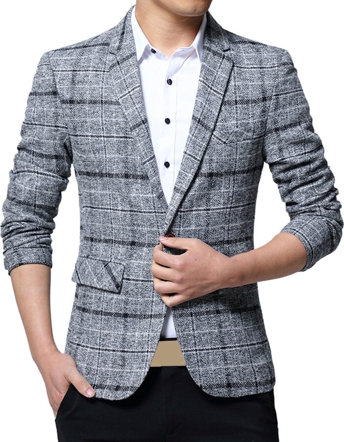 Generisch Men's Blazer Sporty Elegant Normal Tweed Blazer Men's Vintage ...