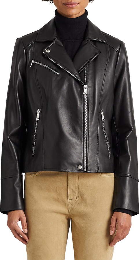 Lauren Ralph Lauren Leather Moto Jacket - ShopStyle