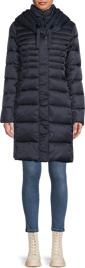 Tahari Casey Longline Hooded Puffer Jacket - ShopStyle