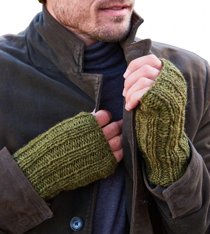 Pachamama Men Wool Hand Wrist Warmers Fleece Lined Handknitted Ribbed ...