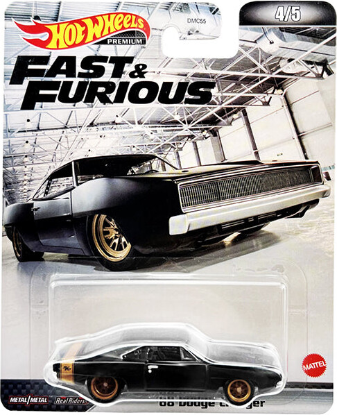 Hot Wheels 1968 Dodge Charger R/T Matt Black with Gold Tail Stripe ...