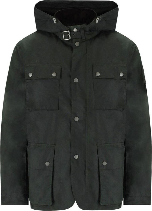 Barbour International Auto Wax Sage Green Hooded Jacket - ShopStyle