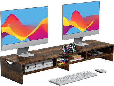 17 Stories Farold Large Dual Monitor Stand Riser, 2 Tiers Monitor Stand ...