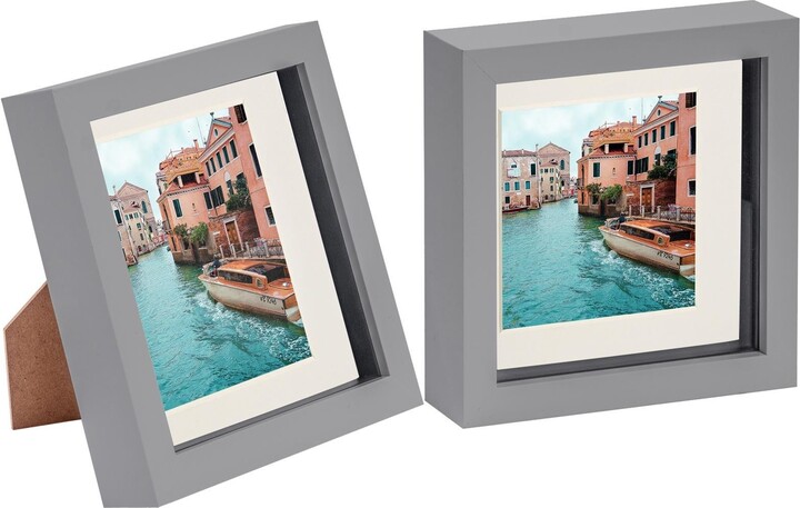 Nicola Spring 6x6" 3D Box Photo Frames with 4" x 4" Mounts 4x4" x2 - White - One Size - ShopStyle