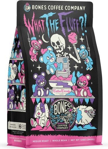 Bones Coffee Company What the Fluff?! Berry Cotton Candy Flavor Ground ...