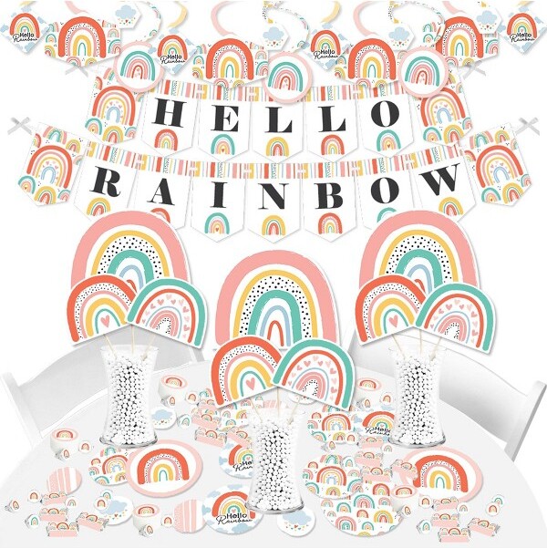 Big Dot of Happiness Hello Rainbow - Boho Baby Shower and Birthday ...