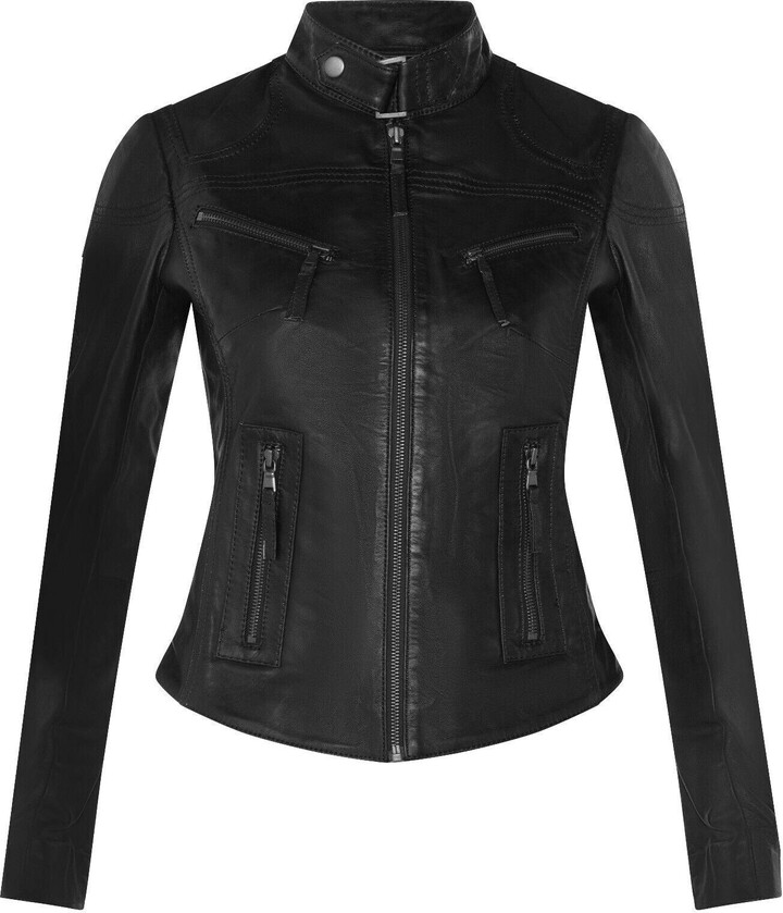 Infinity Leather Slim-Fit Leather Biker Jacket-Maldon - Black - ShopStyle
