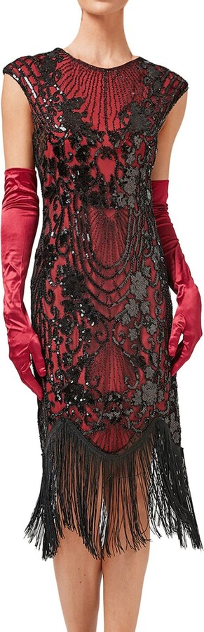 Generic Women's 1920s Plus Size Flapper Dress Art Deco Inspired Tassel ...
