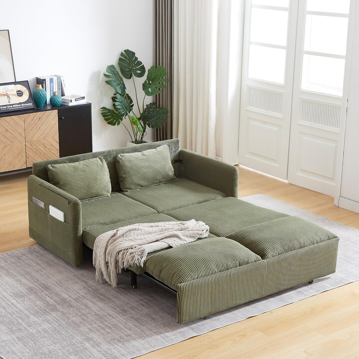Eafurn 3-in-1 Convertible Sleeper Sofa Queen Size Pull Out Couch Bed ...