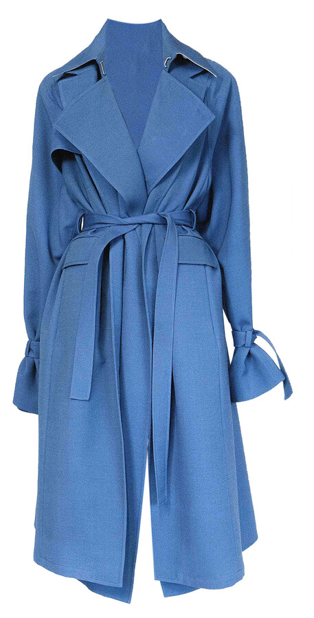 Peter Do Women's Everyday Layered Wool-Blend Trench Coat - Blue - Moda ...