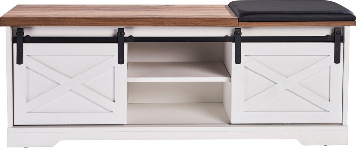 hommetree 47" Modern Farmhouse Sliding Barn Door Bench ,Shoe Bench ...