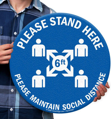 SmartSign Please Stand Here, Please Maintain Social Distance Anti-Slip ...