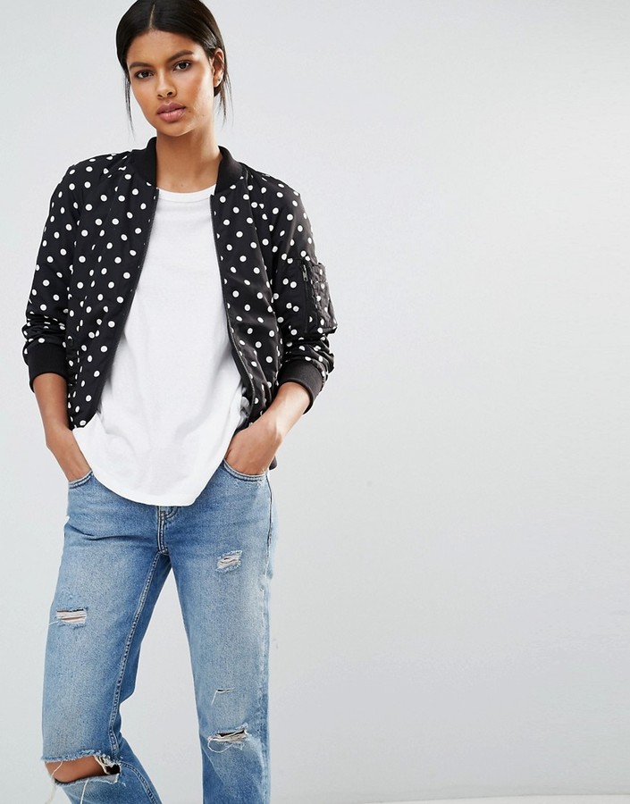 French Connection Dotty Spot Bomber Jacket - ShopStyle