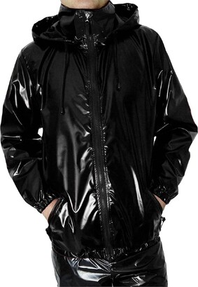 JACKETZONE Mens PVC Rain Coats | PVC Faux Trench Coat | Vinyl Shiny ...