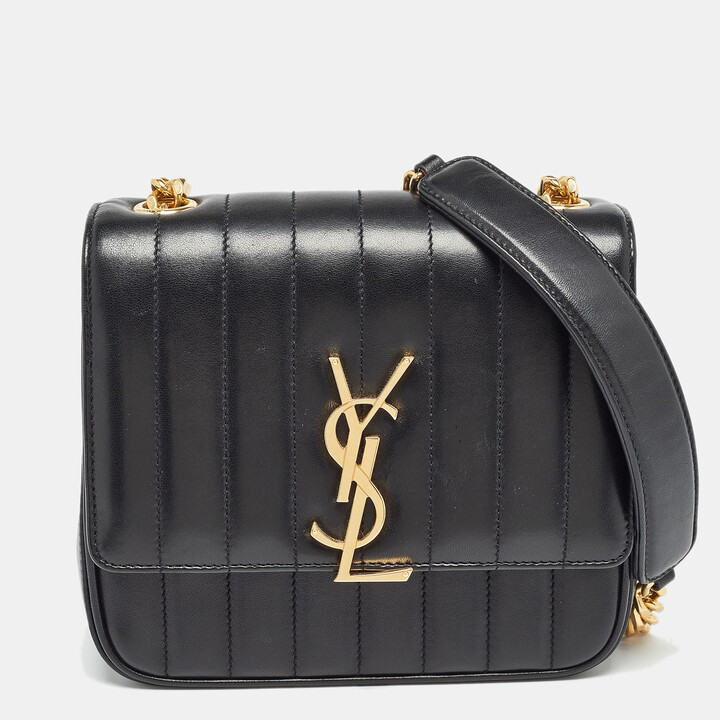 Saint Laurent Black Leather Medium Monogram Vicky Crossbody Bag - ShopStyle