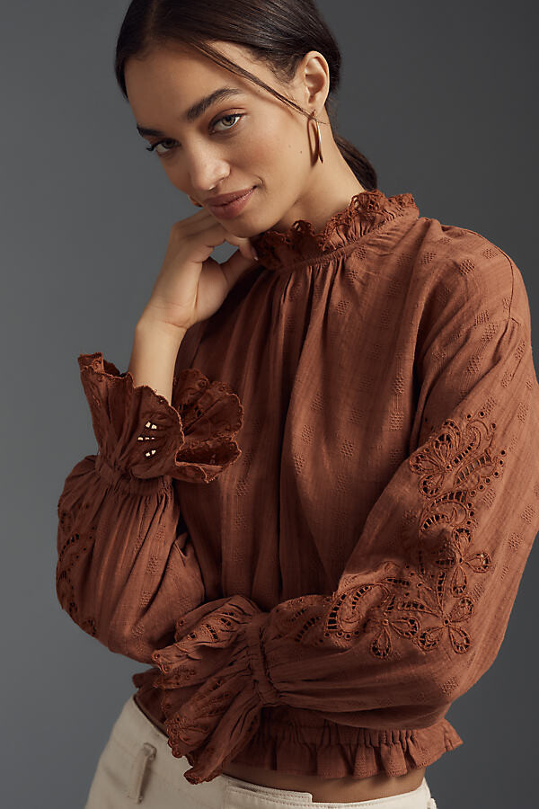 Pilcro Long-Sleeve Ruffled Bubble Blouse - ShopStyle