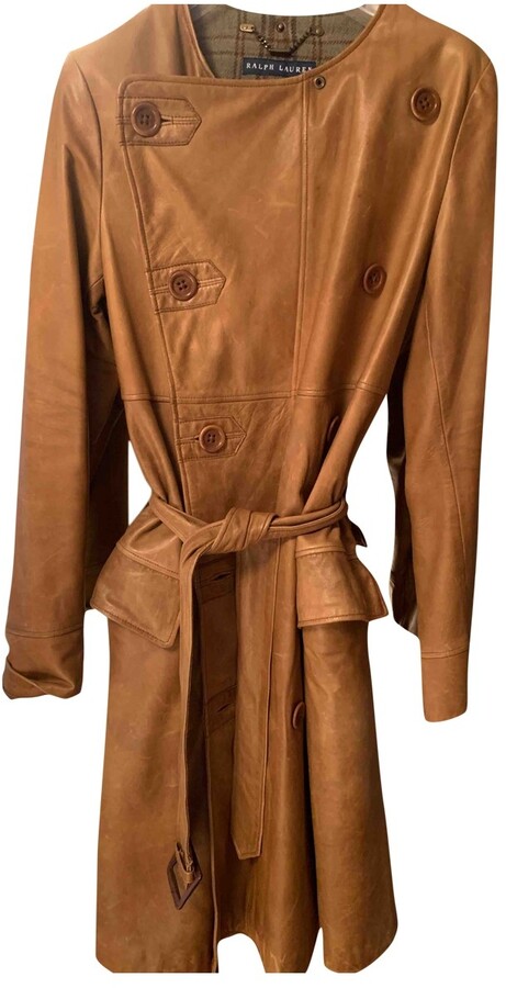 Ralph Lauren camel Leather Trench Coats - ShopStyle